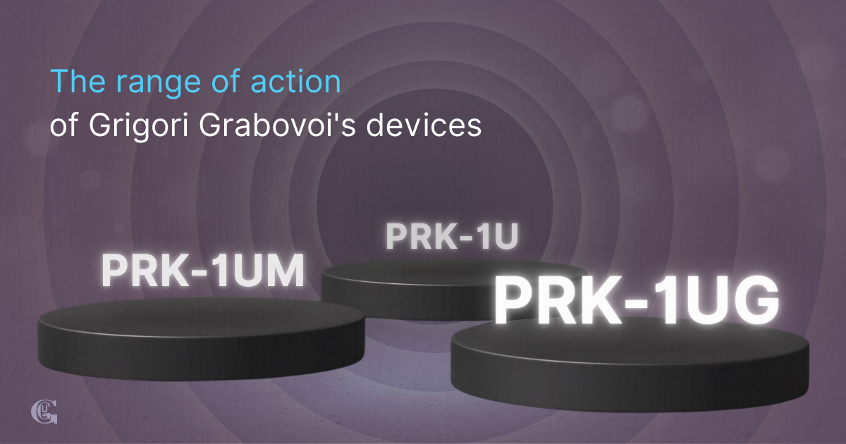The range of action of PRK-1U, PRK-1UM, and PRK-1UG devices and the ...