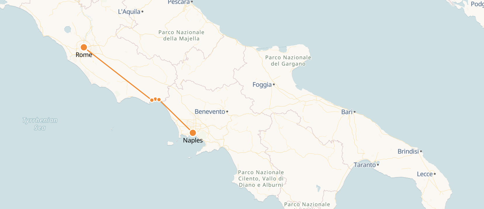 Horarios y billetes del tren de Nápoles a Roma