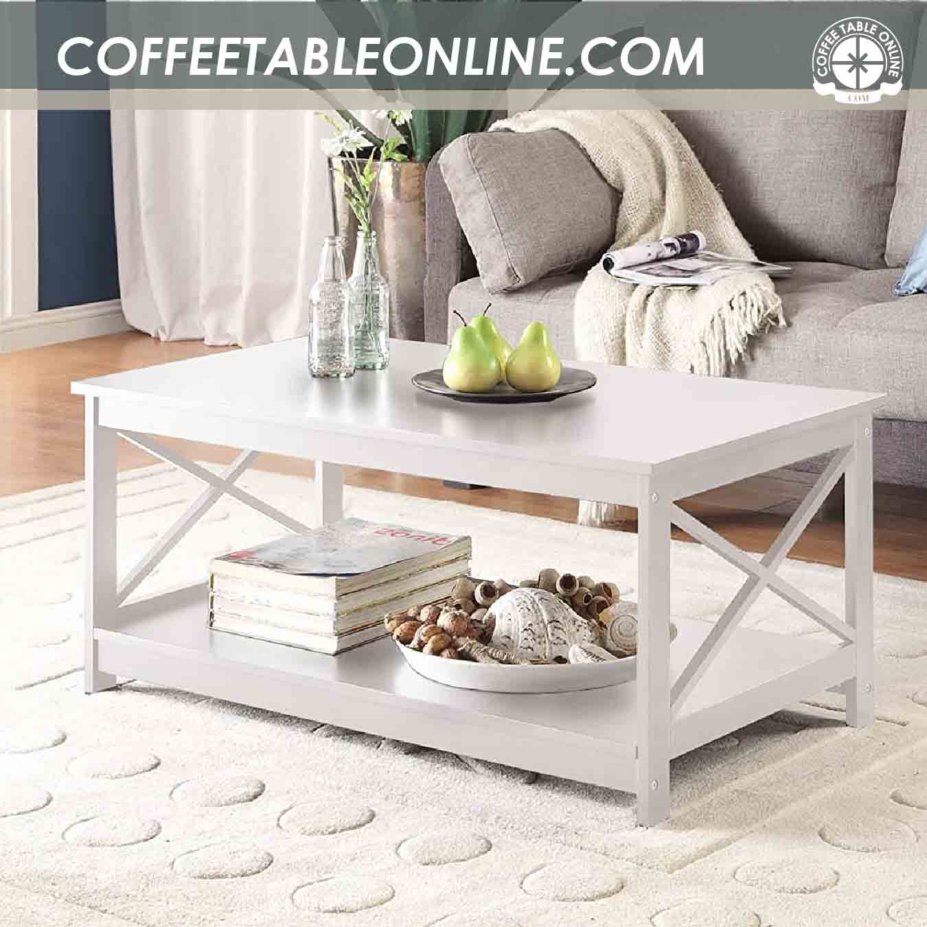19 Rectangular White Farmhouse Coffee Table