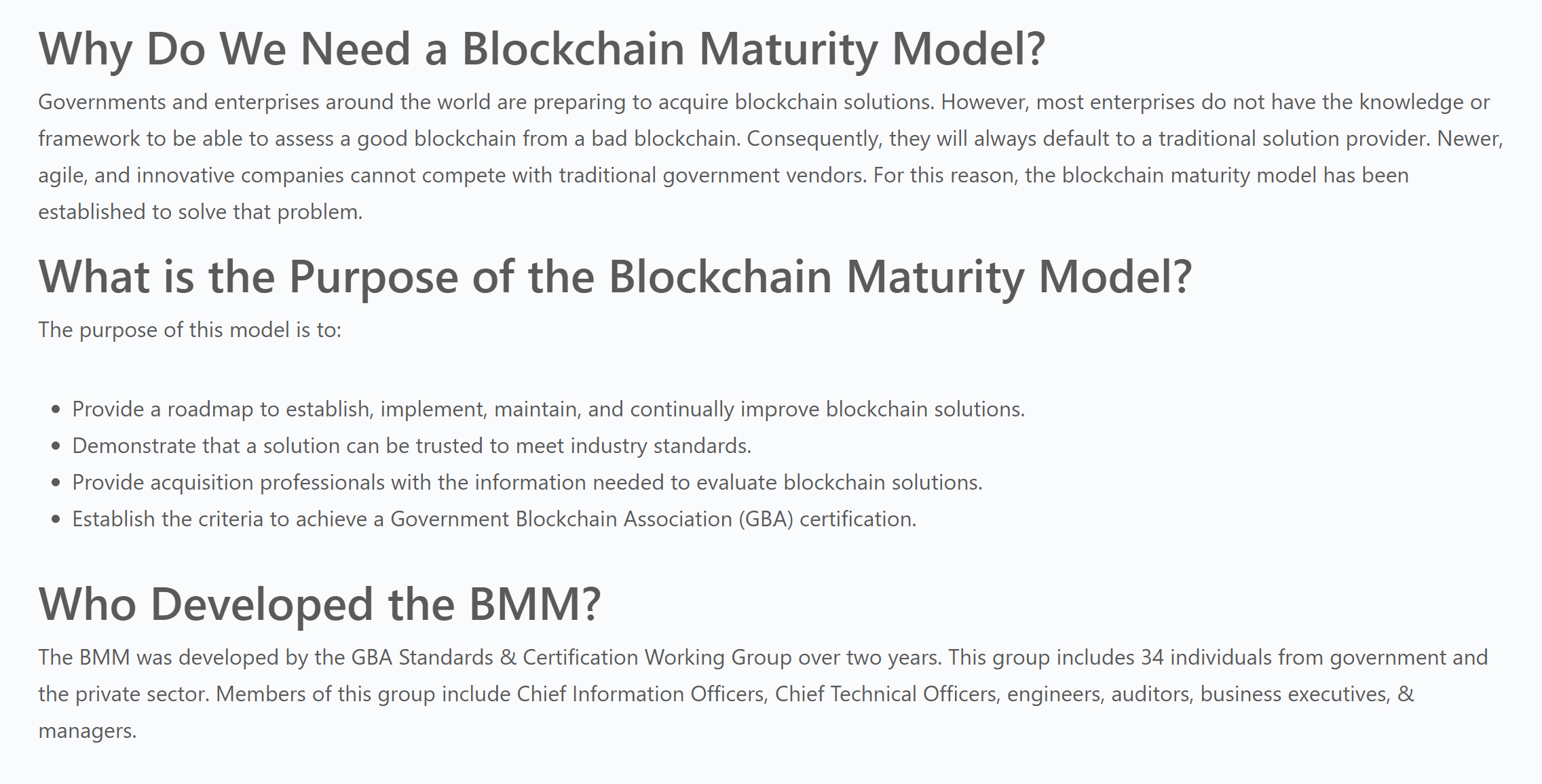 Blockchain Maturity Model