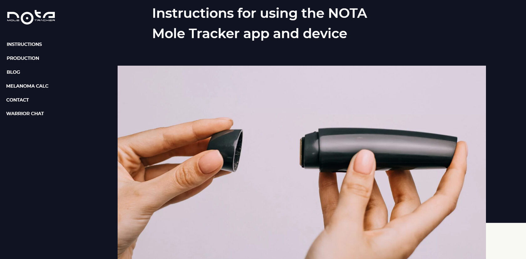 Anweisungen zur Verwendung der NOTA Mole Tracker App und des Geräts