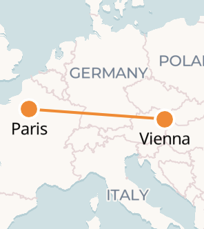 Vienna to Paris High-Speed OBB Train Tickets