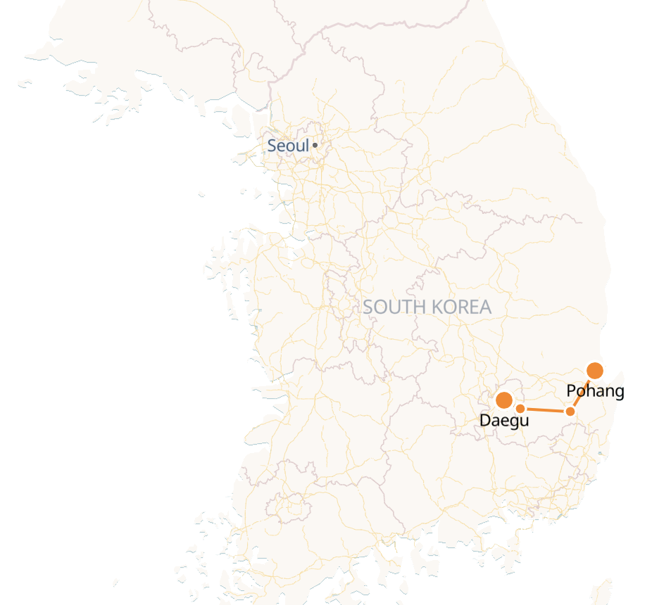 Pohang to Daegu KTX Train | Schedule & Tickets - KTX High Speed Trains