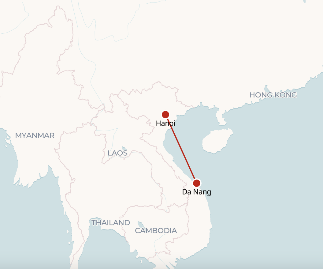 Hanoi to Da Nang Train Map, Timetable & Tickets - ASIA TRAINS