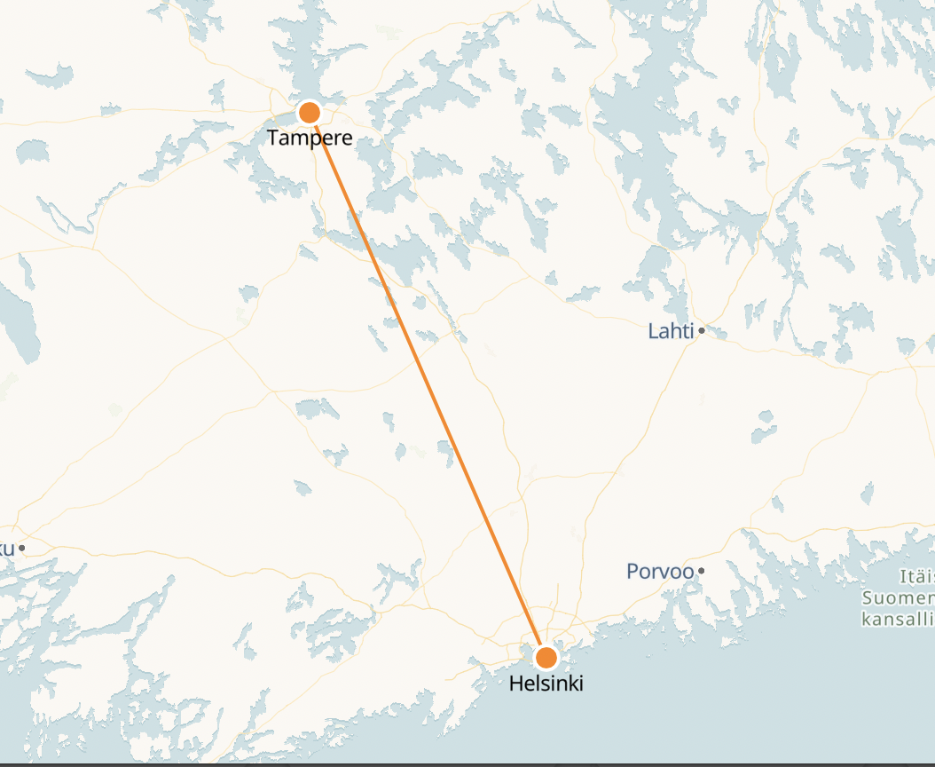 Tampere to Helsinki Train Ticket Cost & Map - SCANDIC TRAINS