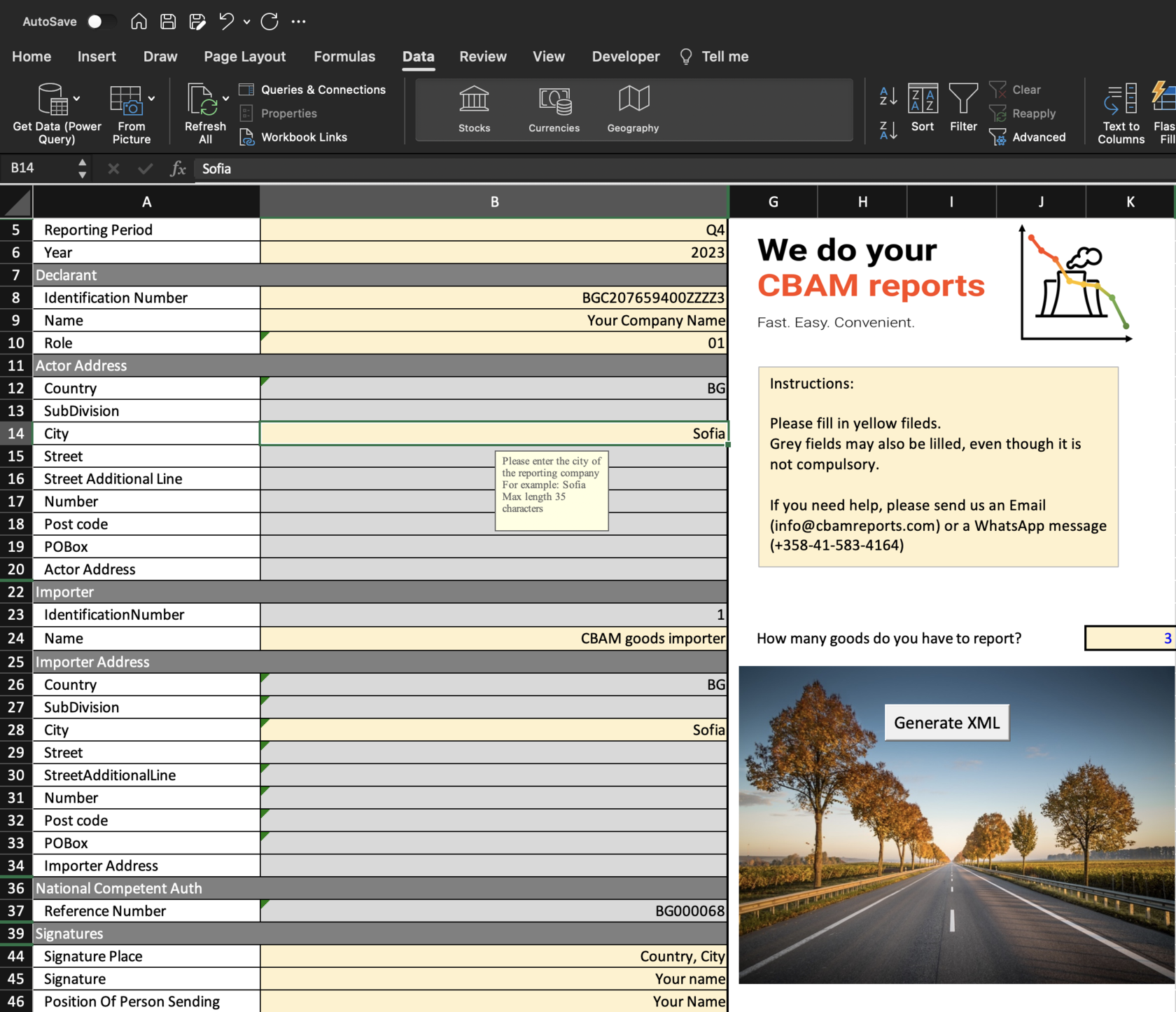 Create your CBAM report and get an XML file for automatic submission