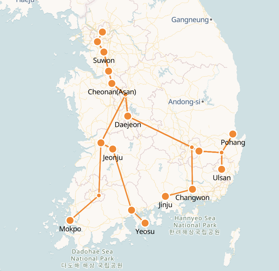 Daejeon to Mokpo Train - Tickets, Schedule & Map