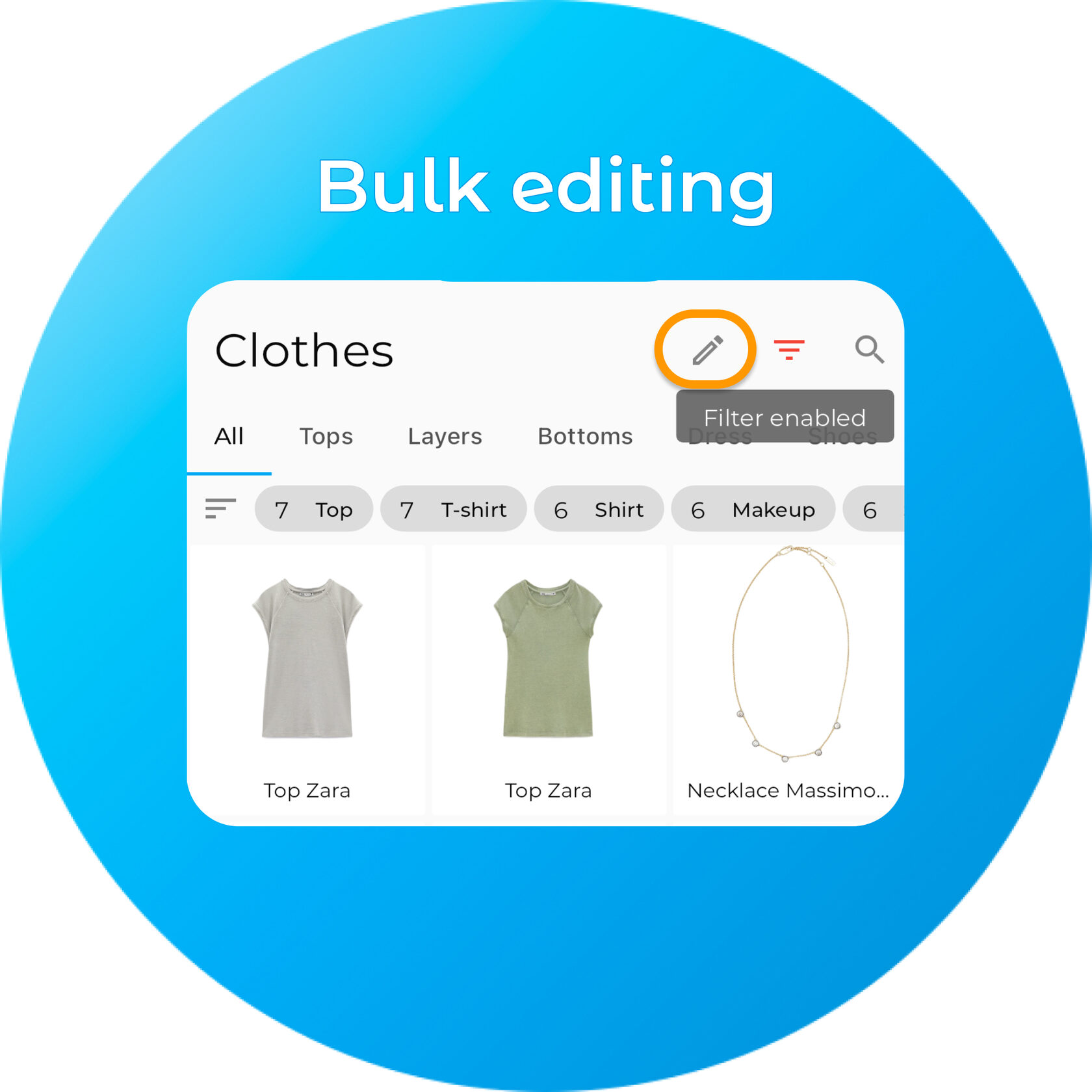 Bulk editing of clothes