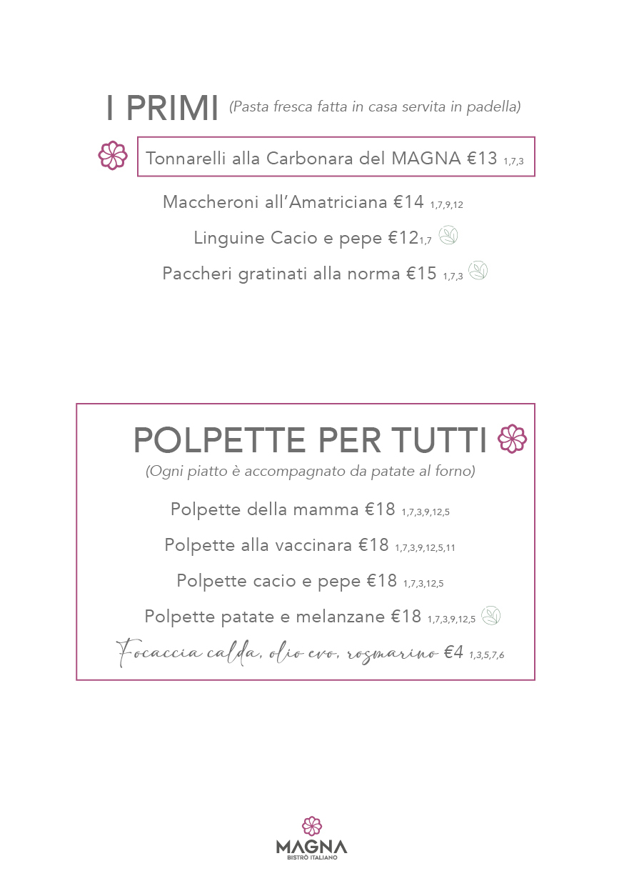 Menu MAGNA sfogliabile