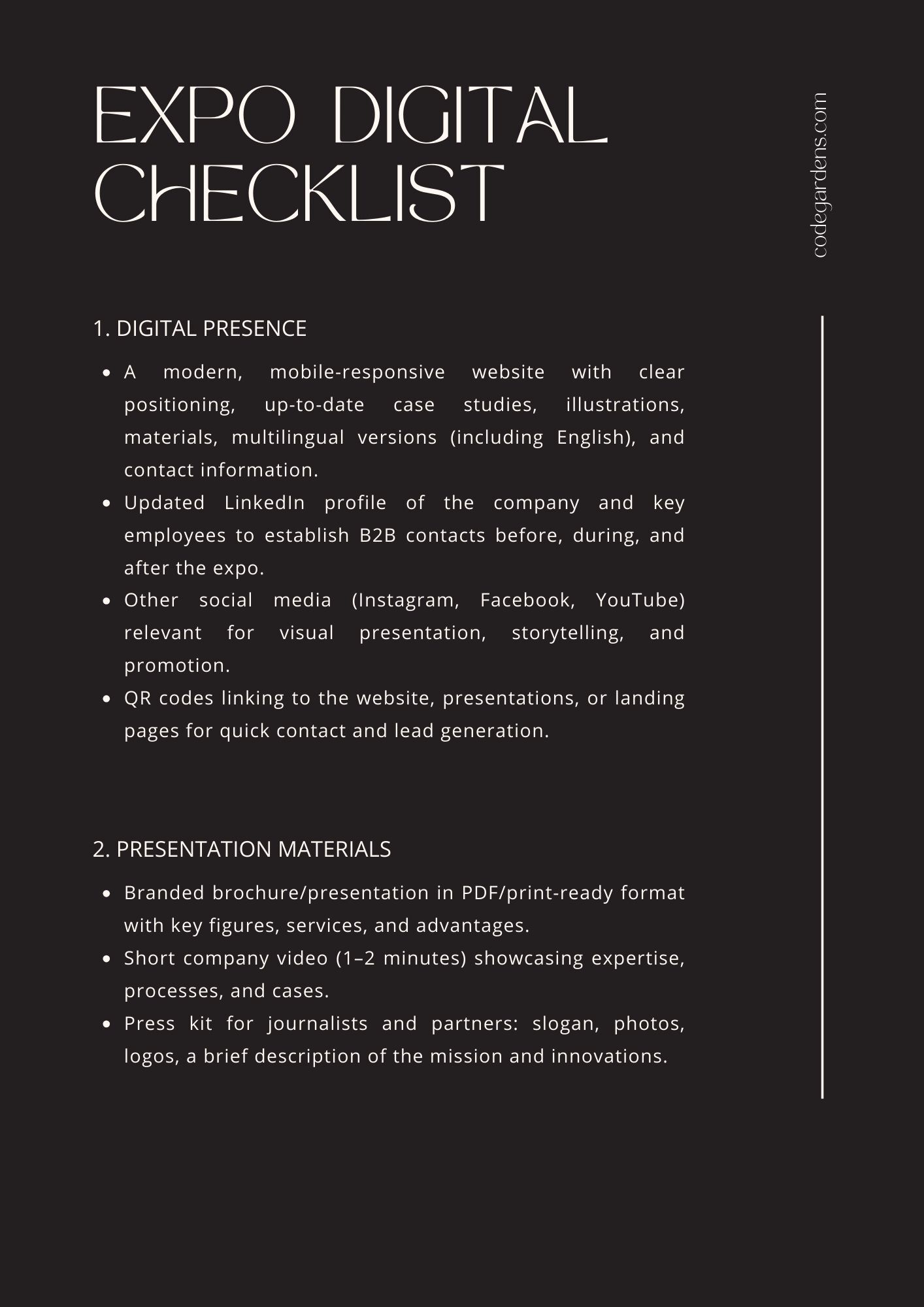 Digital Expo Checklist by Code Gardens — Preparing for Global ...