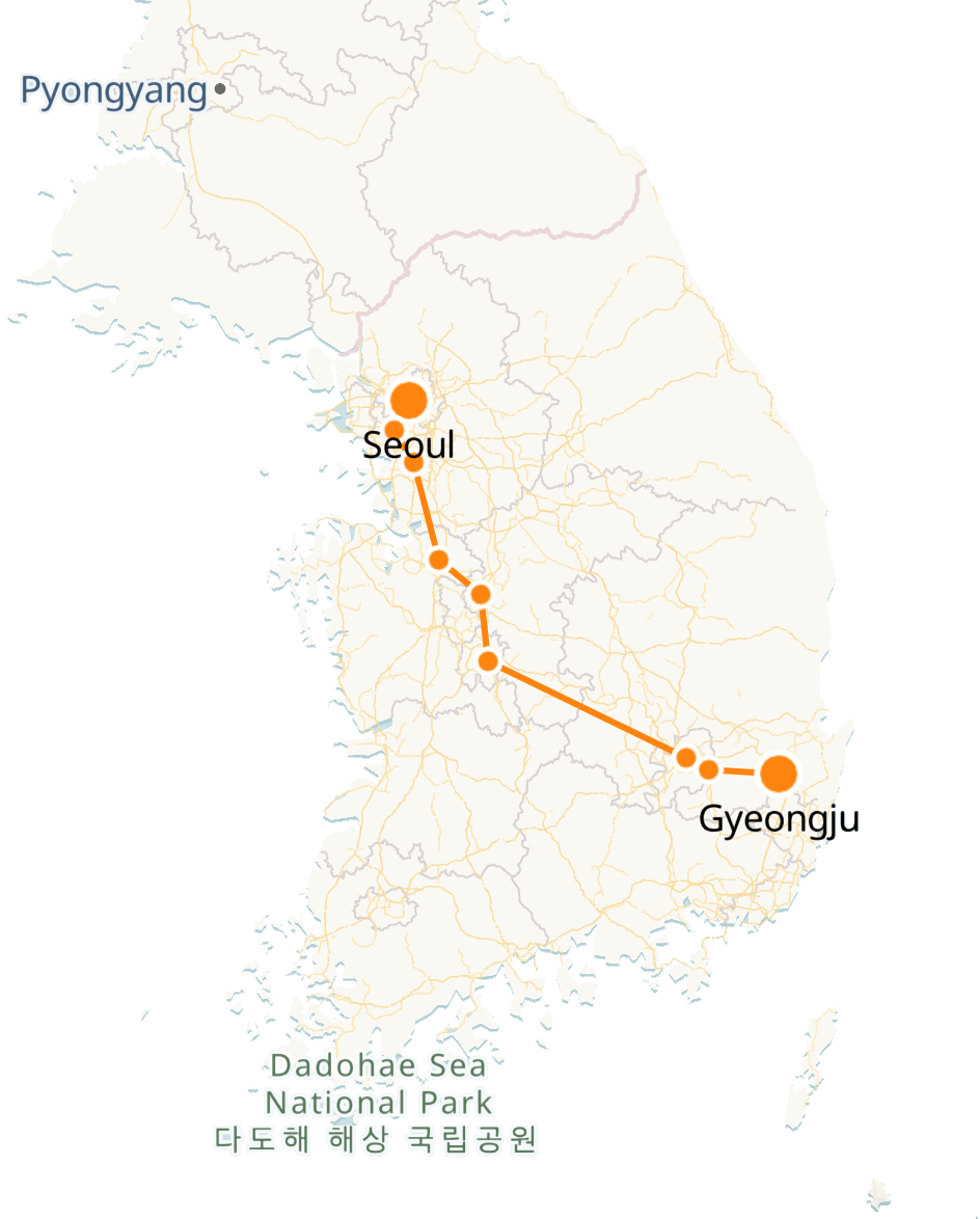 Horaire des trains KTX | De Séoul à Gyeongju - Trains à grande vitesse KTX