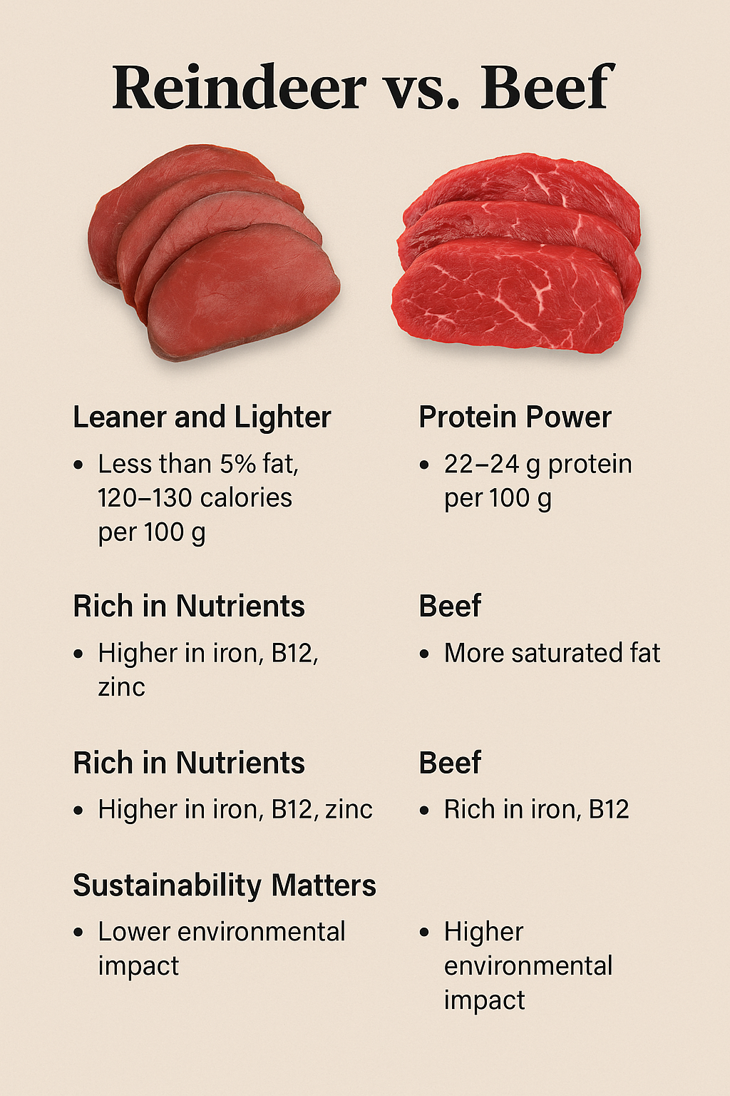 Reindeer VS Beef meat