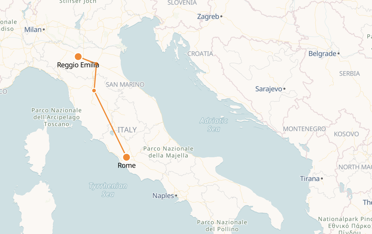 Horarios del Tren de Reggio Emilia a Roma