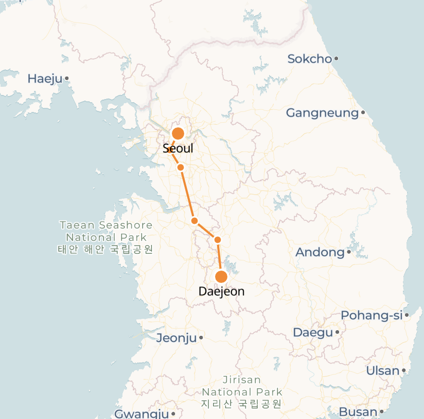 Seoul to Daejeon Train Ticket Prices, Map & Schedule