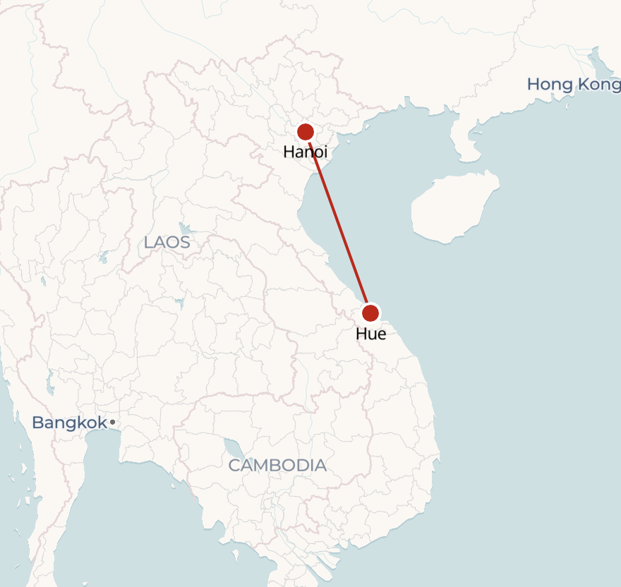 Hanoi to Hue Train Map, Timetable & Tickets - ASIA TRAINS
