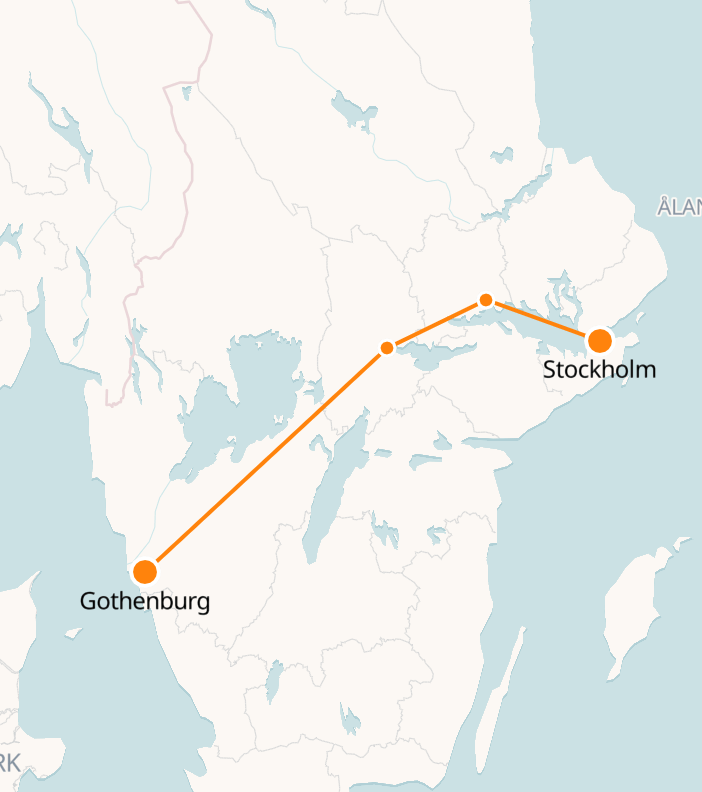 Trains et billets entre Stockholm et Göteborg - Trains Suédois