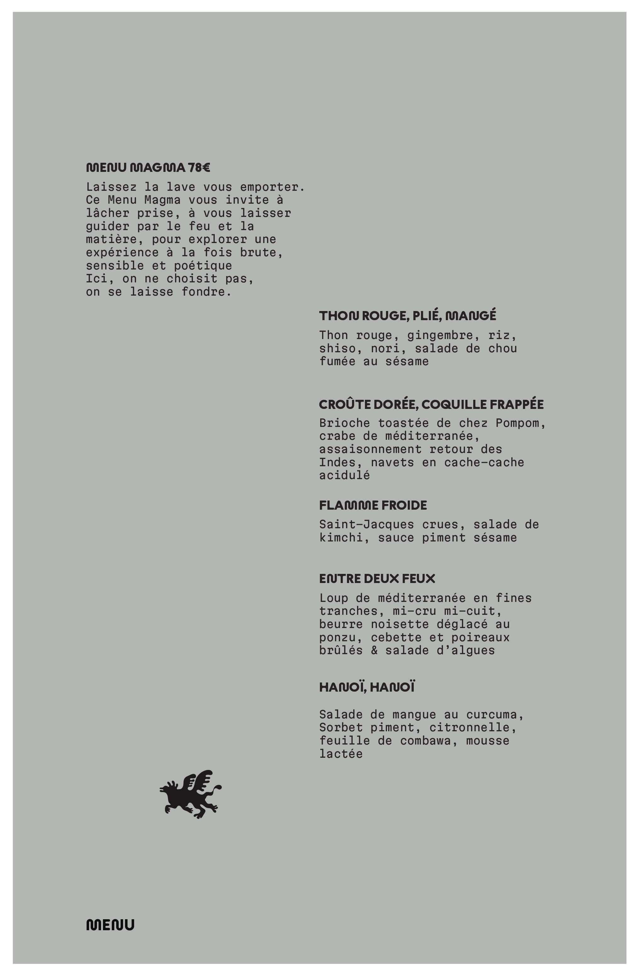 Magma Menu — Fine Dining Experience in Nice, French Riviera