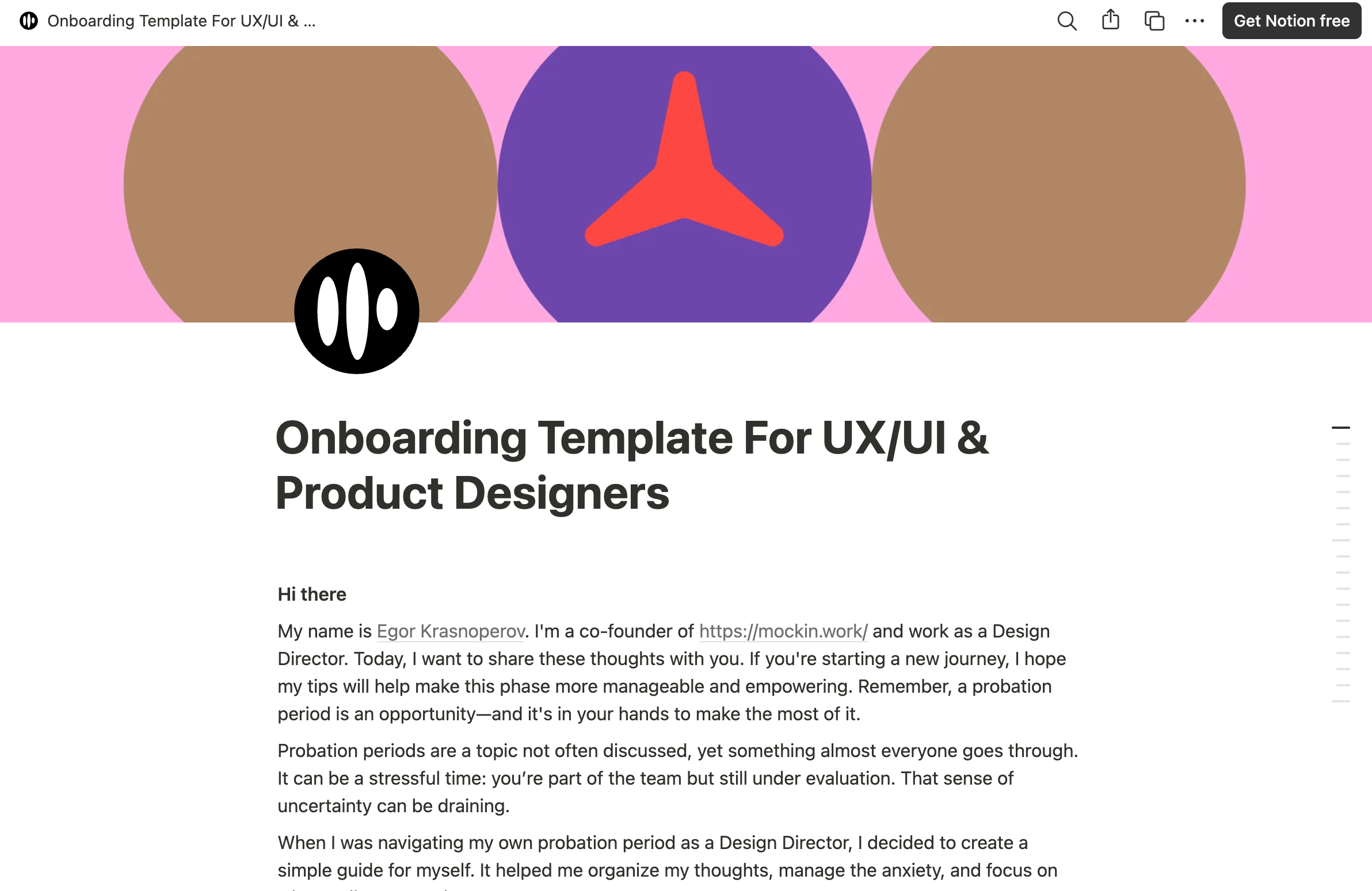 Onboarding template for UX/UI & Product Designers