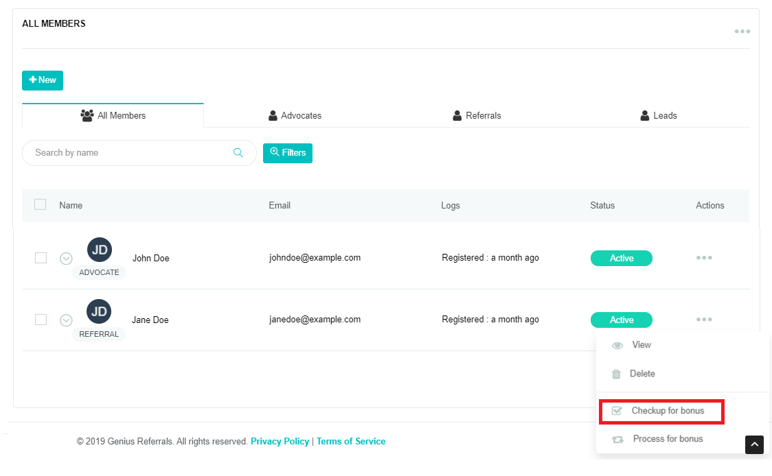 Simulating Bonus Triggers for Referrals