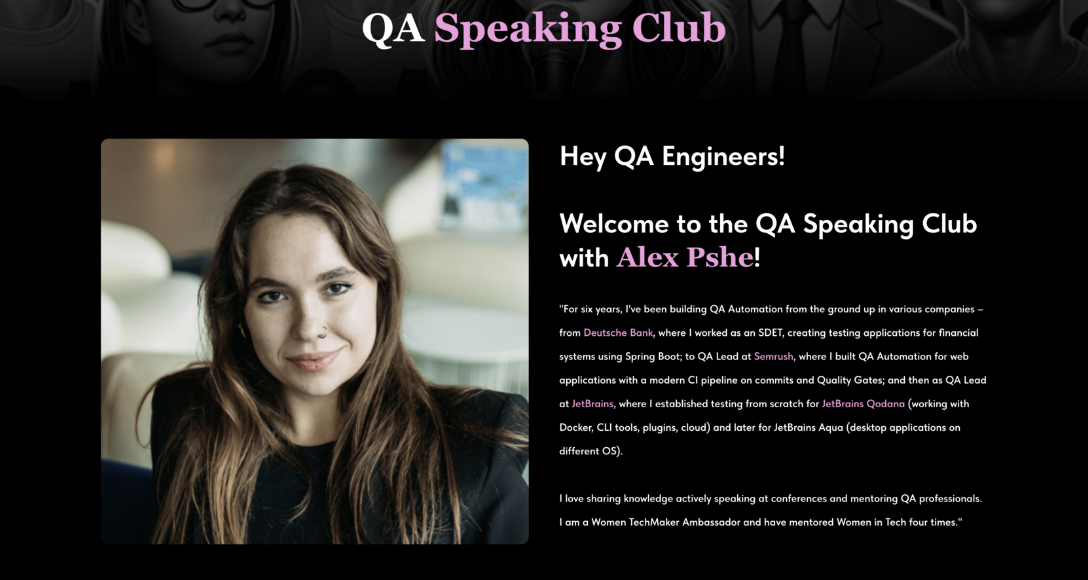 QA Speaking Club with Alex Pshe