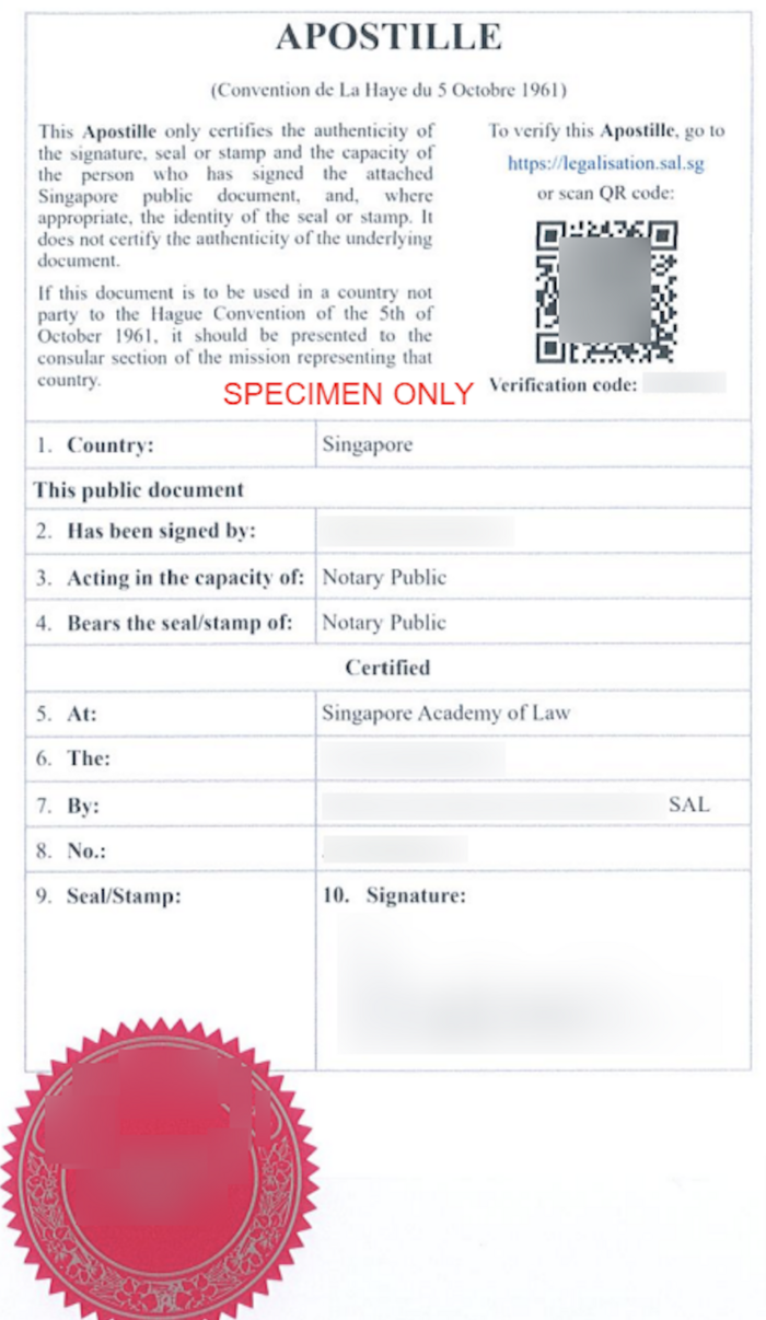 Document apostille in Singapore