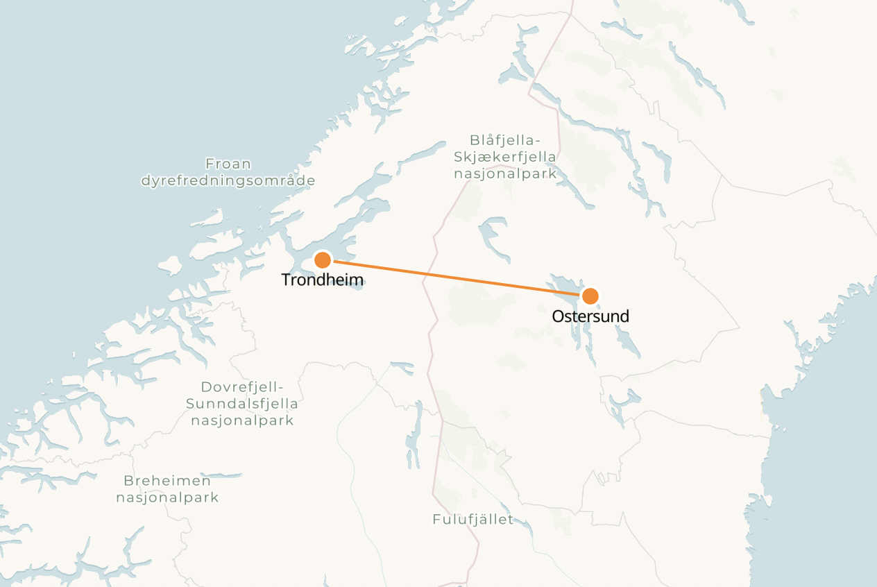Ostersund to Trondheim Train | Timetable & Tickets