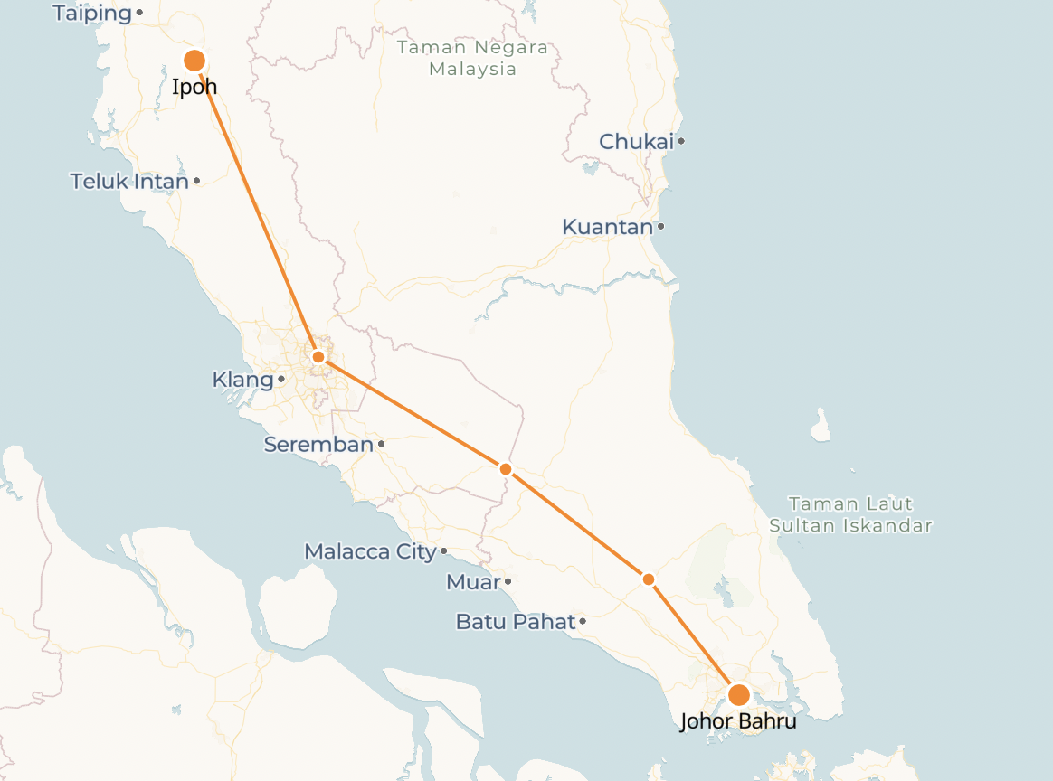 Johor Bahru to Ipoh Train: Schedule, Tickets & Rail Map