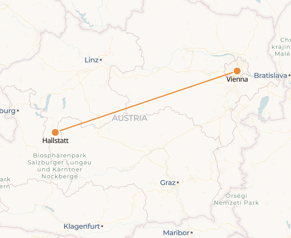 Hallstatt to Vienna High-Speed OBB Train Tickets