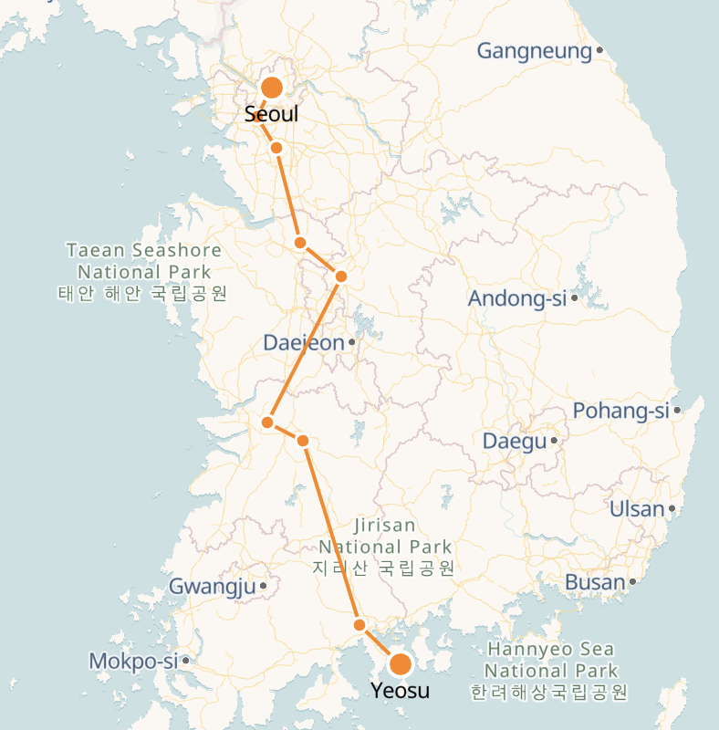 Seoul to Yeosu Train - Tickets, Schedule & Map