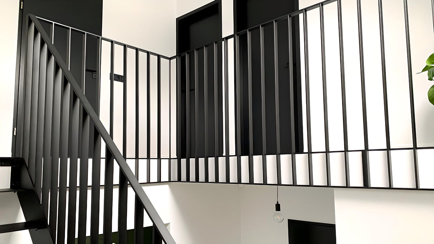 Steel railings with vertical rods