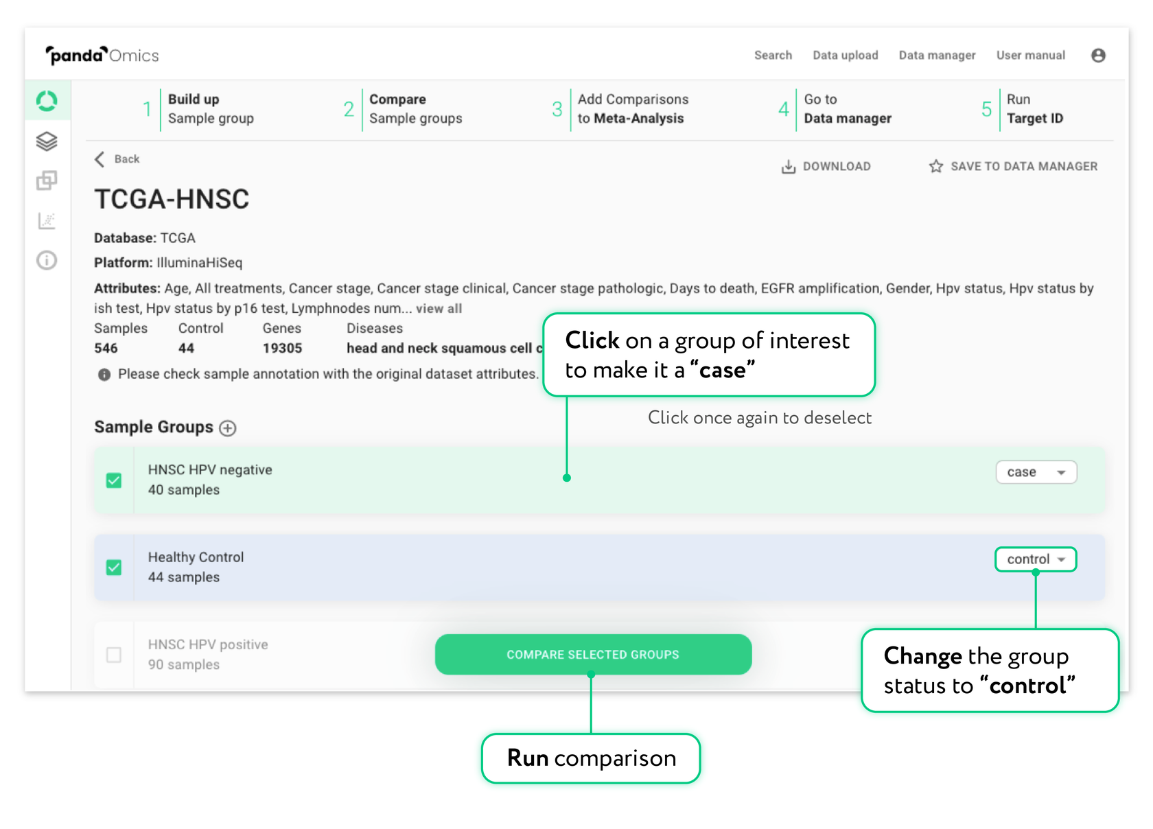 Comparison Creation | PandaOmics