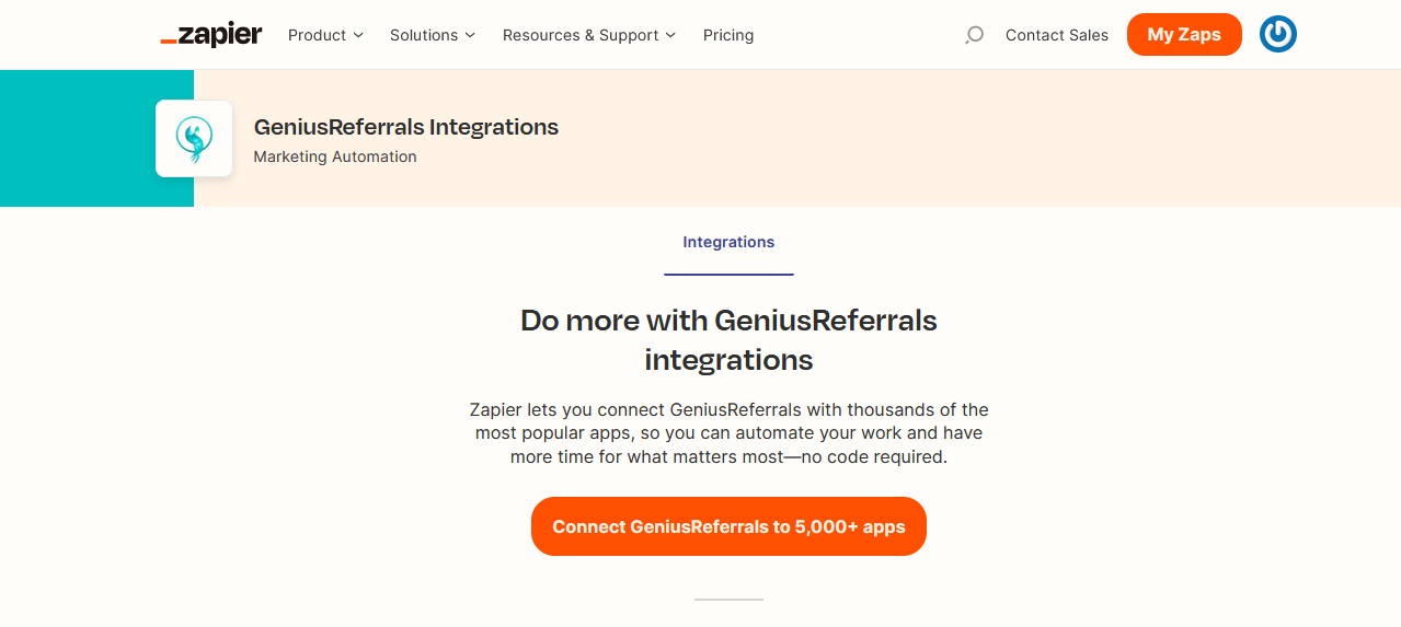 Connect your referral program with the apps you love through Zapier | Genius Referrals