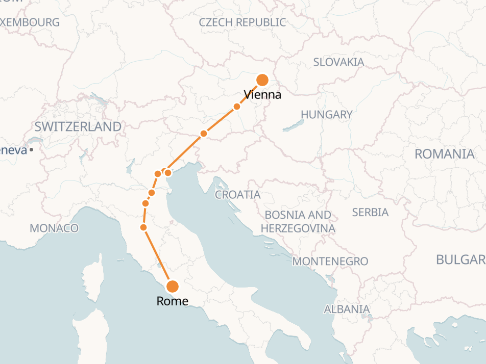 Rome to Vienna High-Speed OBB Train Tickets