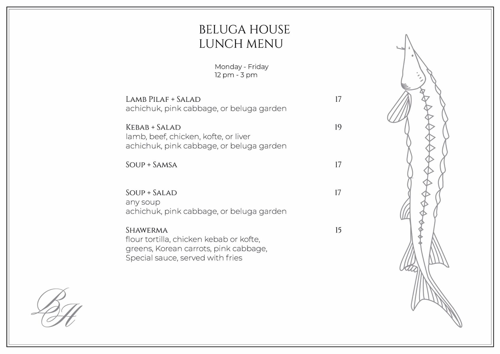 Eastern European & Uzbeki Cuisine in Boca Raton, FL | Beluga House Menu