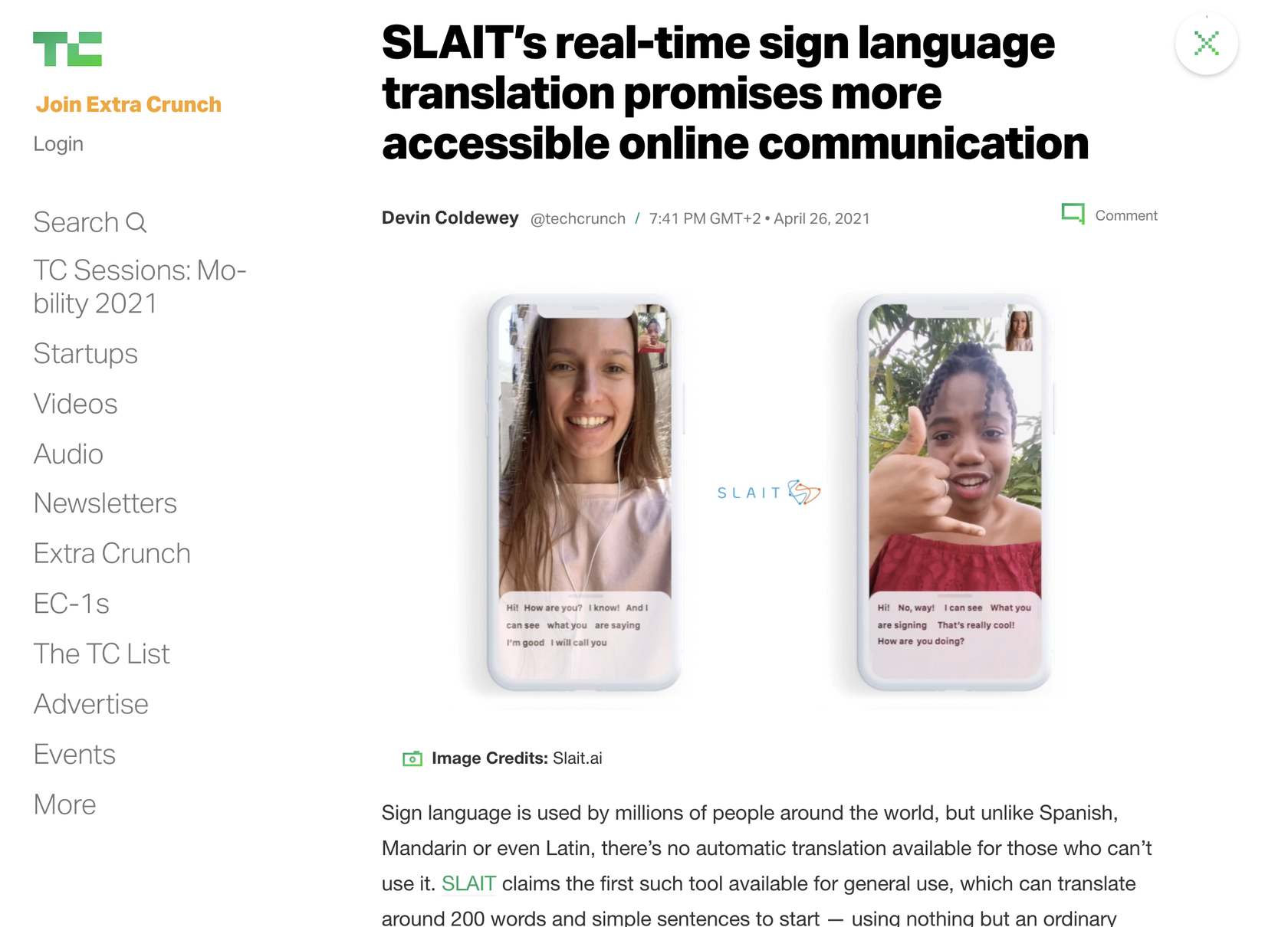 SLAIT – Real-time Sign Language Translator with AI