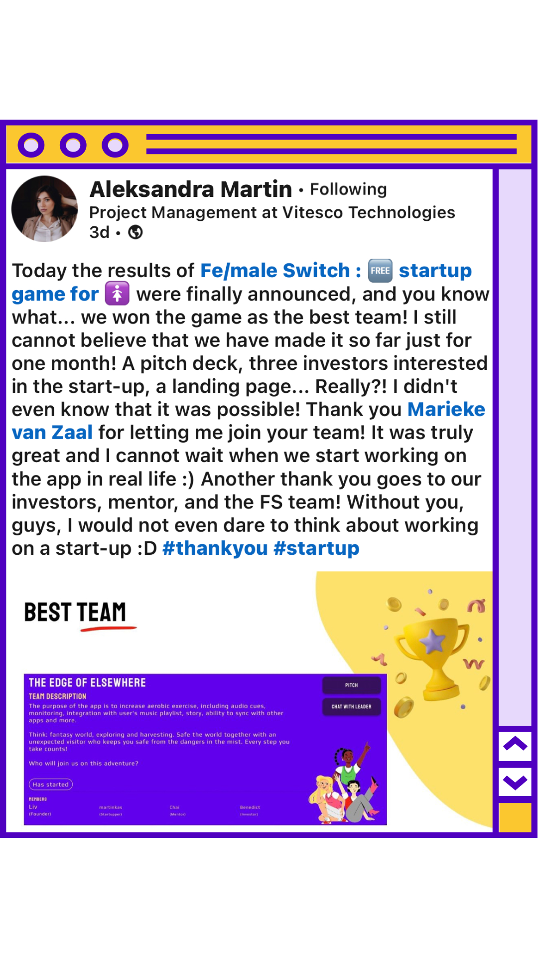Testimonials: Women-first startup game