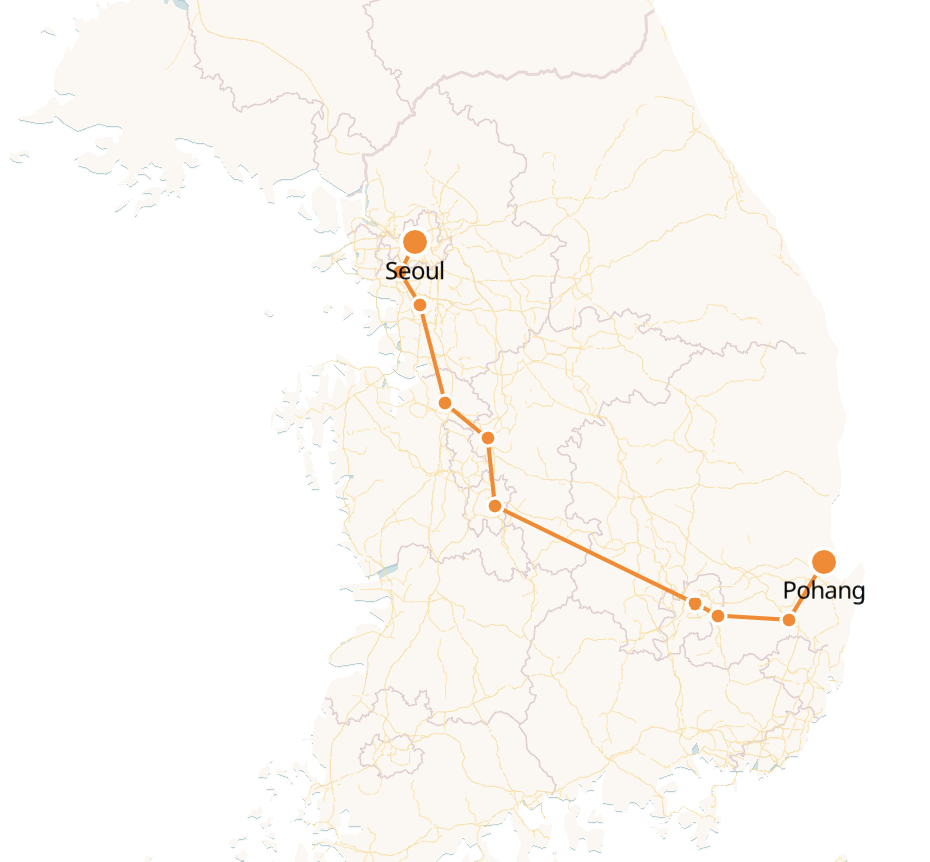 KTX Train Schedule | From Seoul to Pohang - KTX High Speed Trains