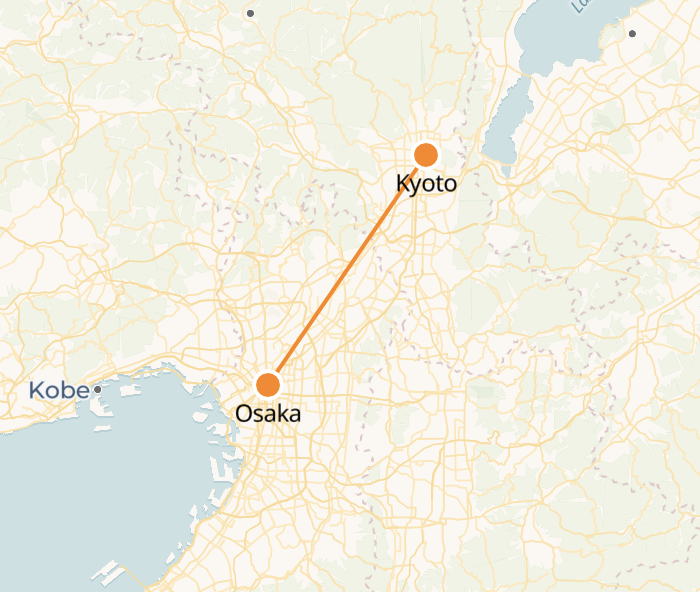 Osaka to Kyoto Train Map, Timetable & Tickets