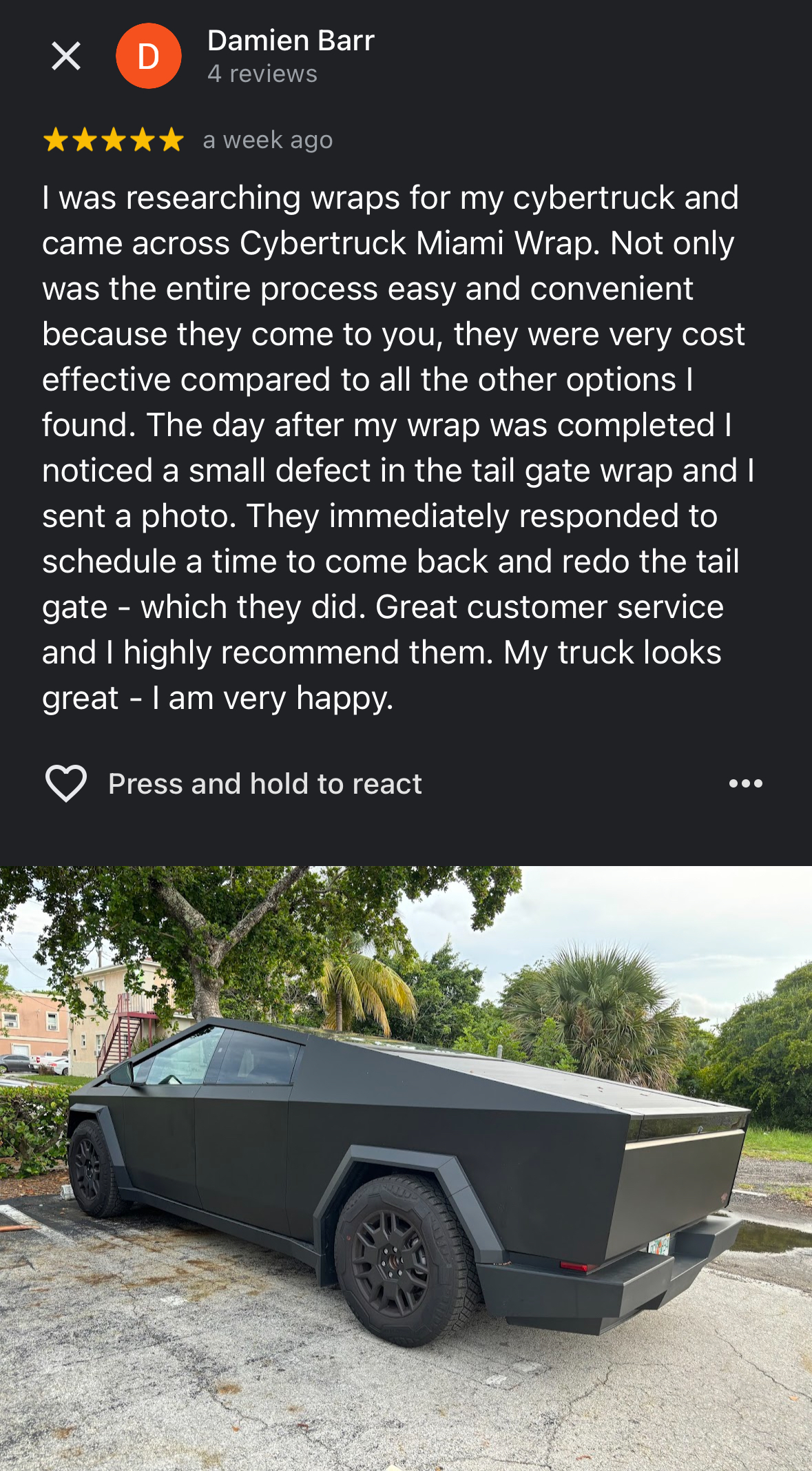 Cybertruck Wrapping Service In Miami | Tinting, Ceramic Coating, PPF