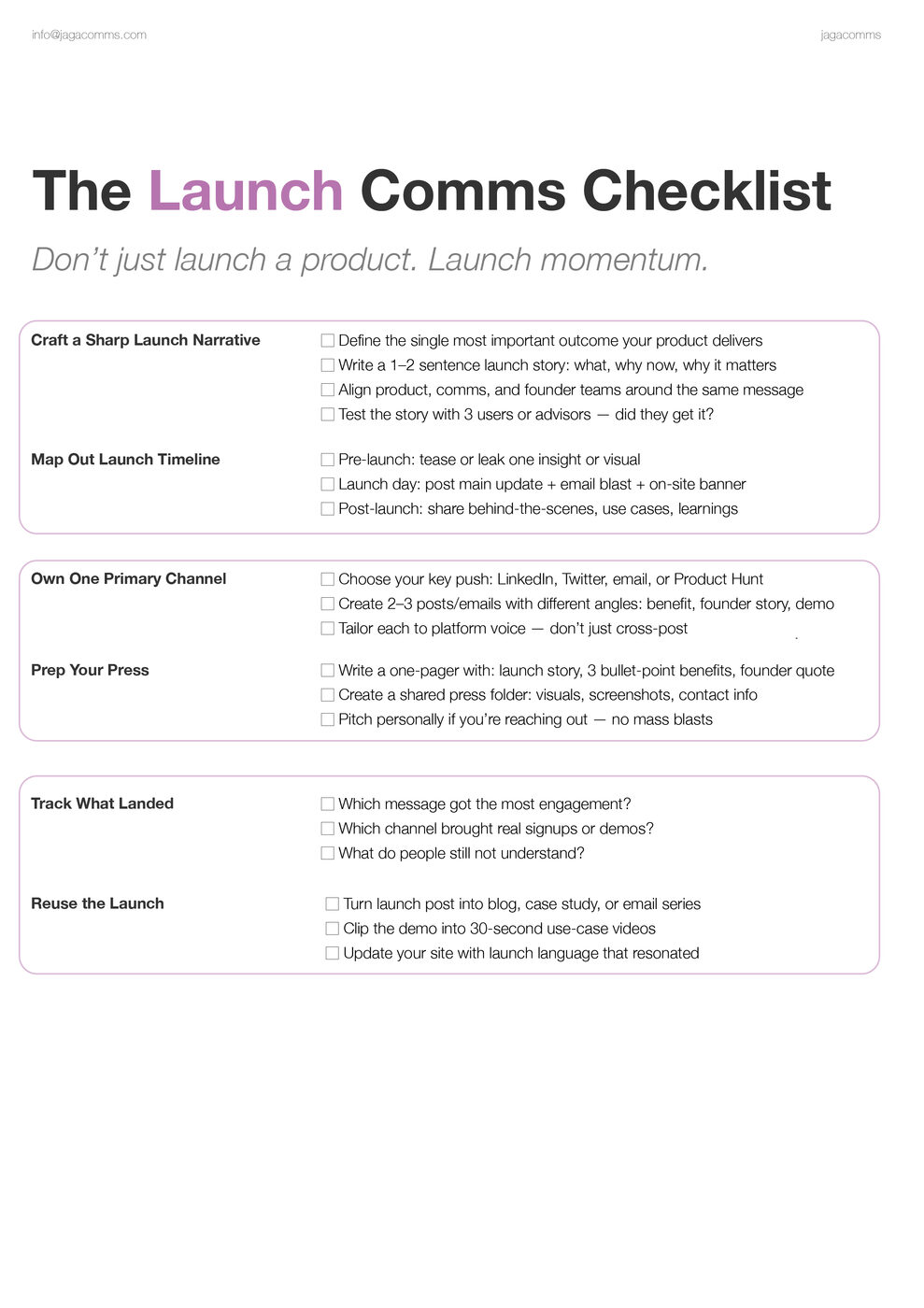 Launch Comms Checklist: A Month-by-Month Strategy for Startup Momentum