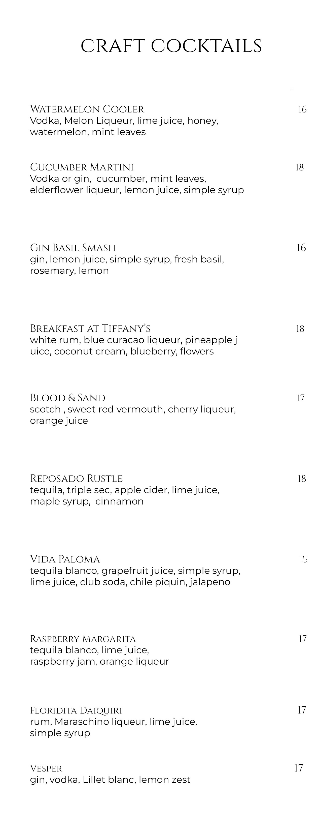 Savor Unique Cocktails & Beverages in Boca Raton | Beluga House Bar Menu