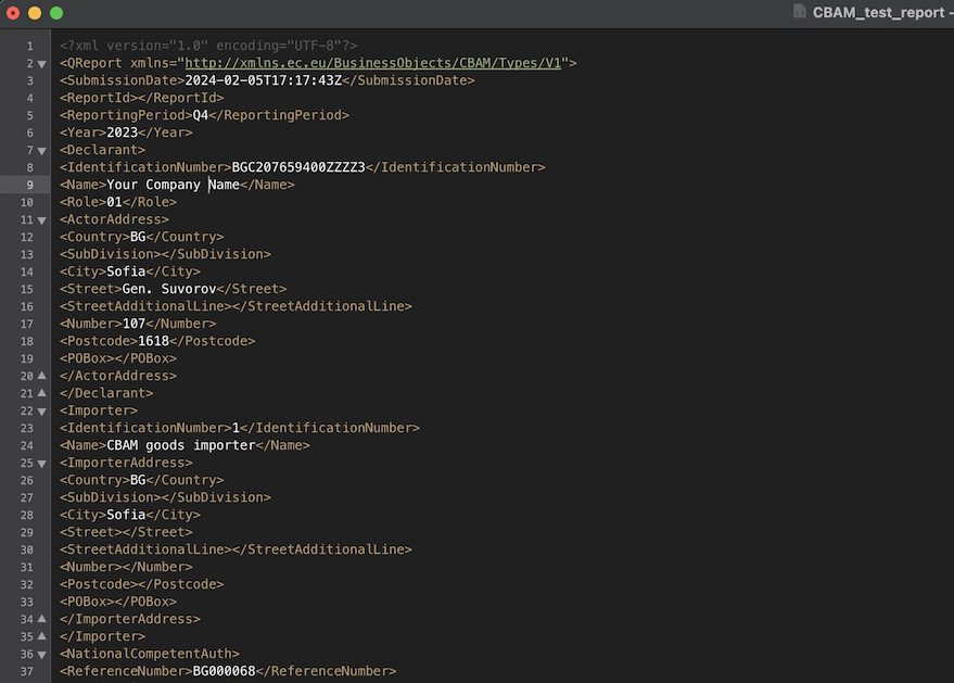 Cbam Report Xml