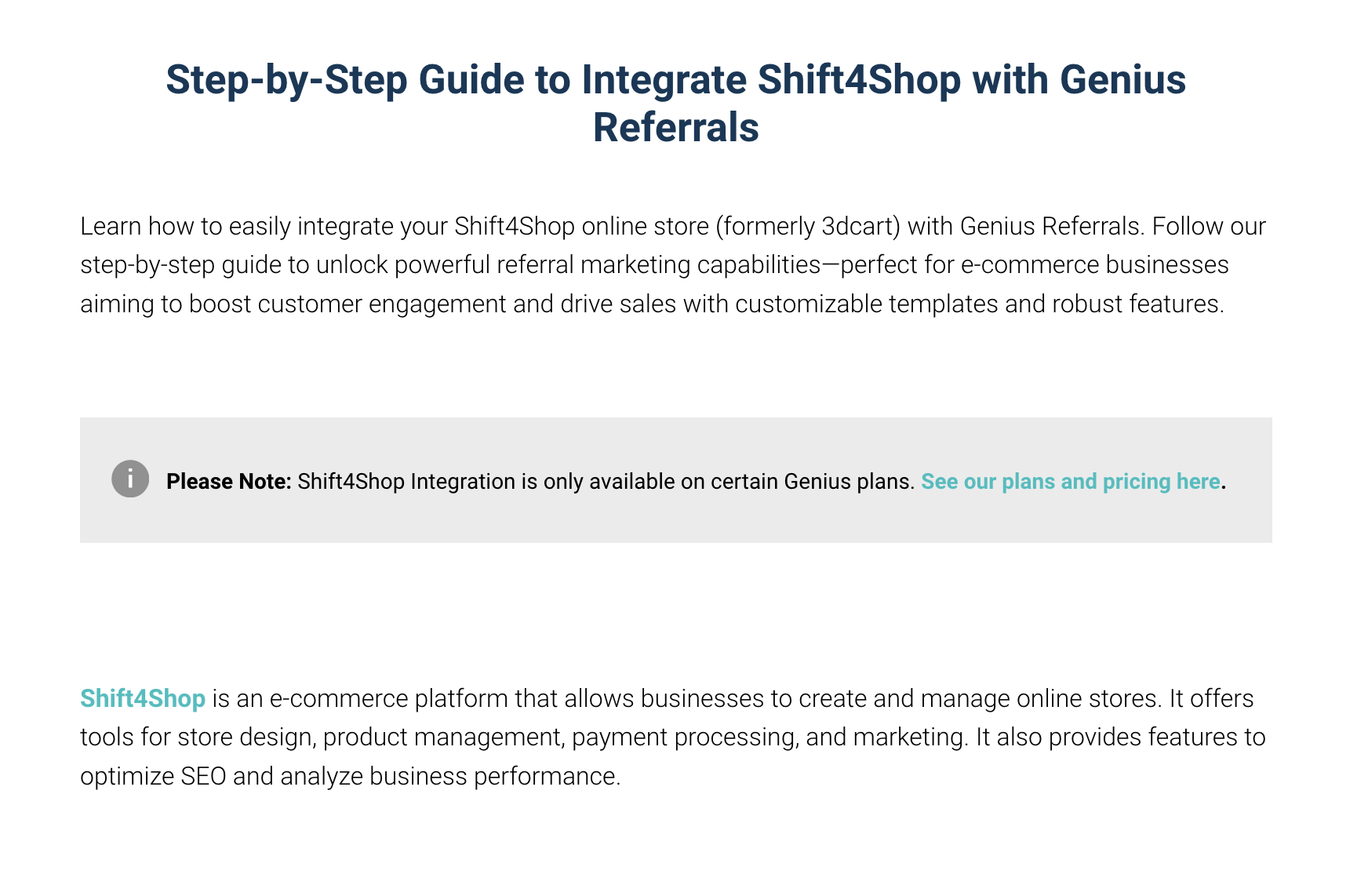 Seamless Integration of Shift4Shop with Genius Referrals for Powerful Referral Marketing