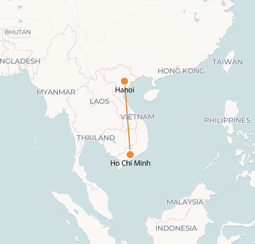 Hanoi to Ho Chi Minh Train Map, Timetable & Tickets