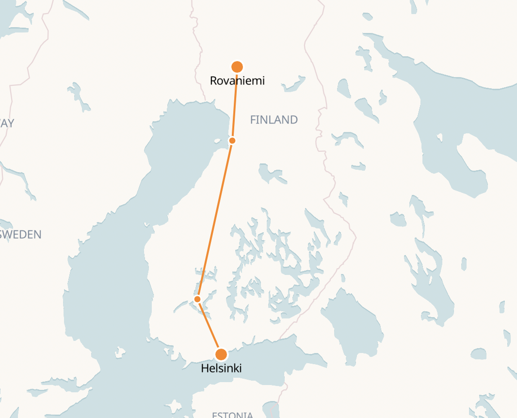 Helsinki to Rovaniemi Train Cost & Timetable - SCANDIC TRAINS