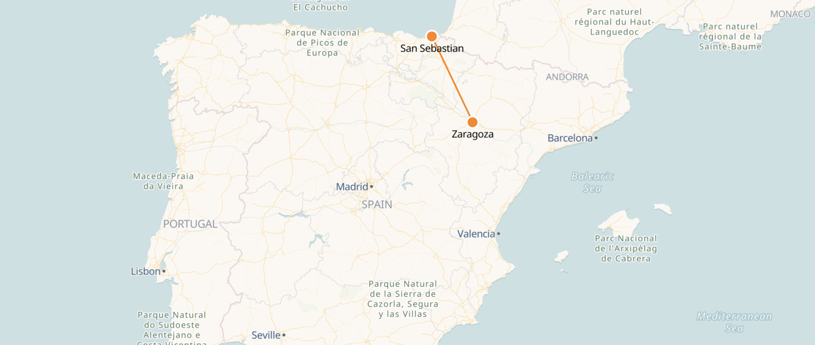 Zaragoza to San Sebastian Train Tickets & Schedule - Spanish Trains