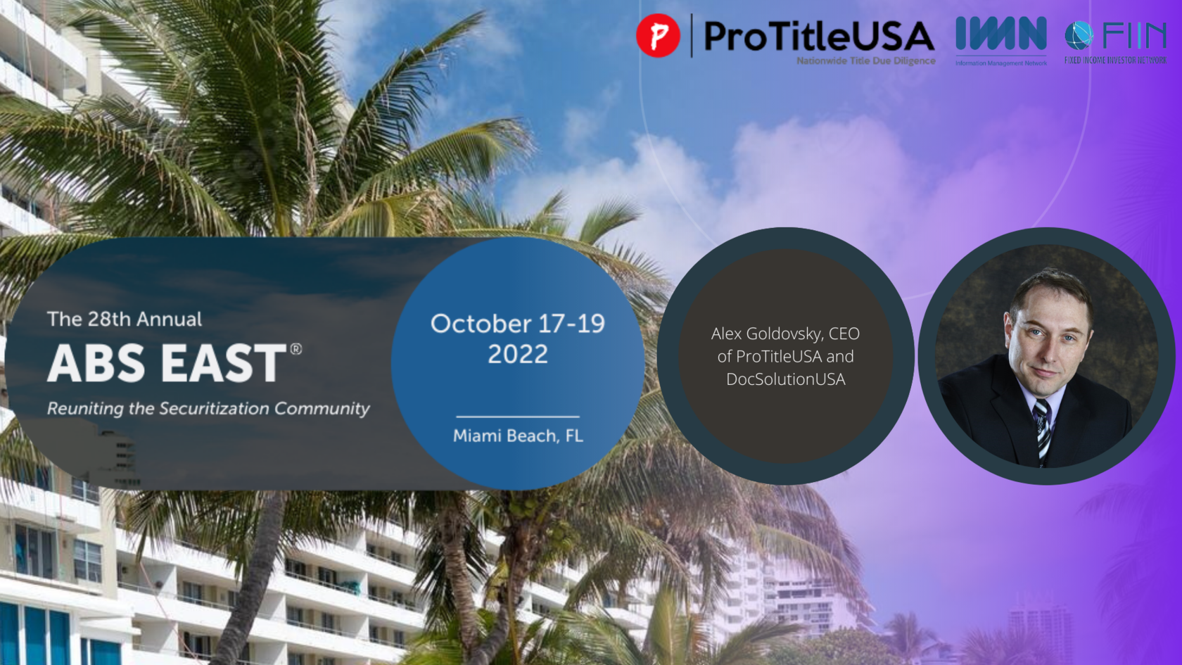 Alex Goldovsky, will be attending the 28th Annual ABS East Conference ...