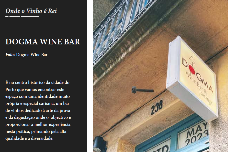 Dogma Wine Bar featured in "O Escanção" magazine!