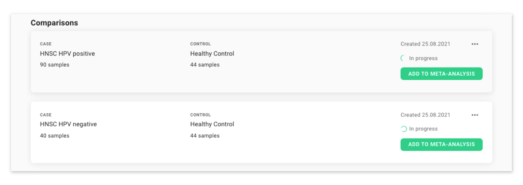 Comparison Creation | PandaOmics