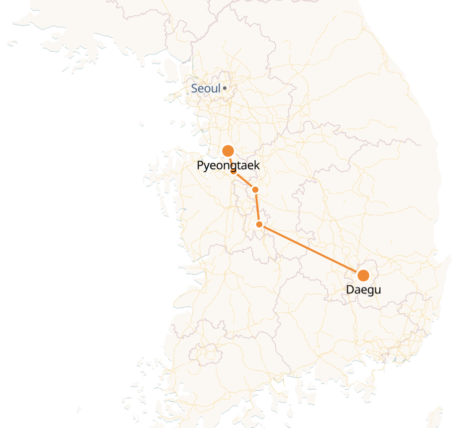 KTX Train Schedule | From Daegu to Pyeongtaek - KTX High Speed Trains